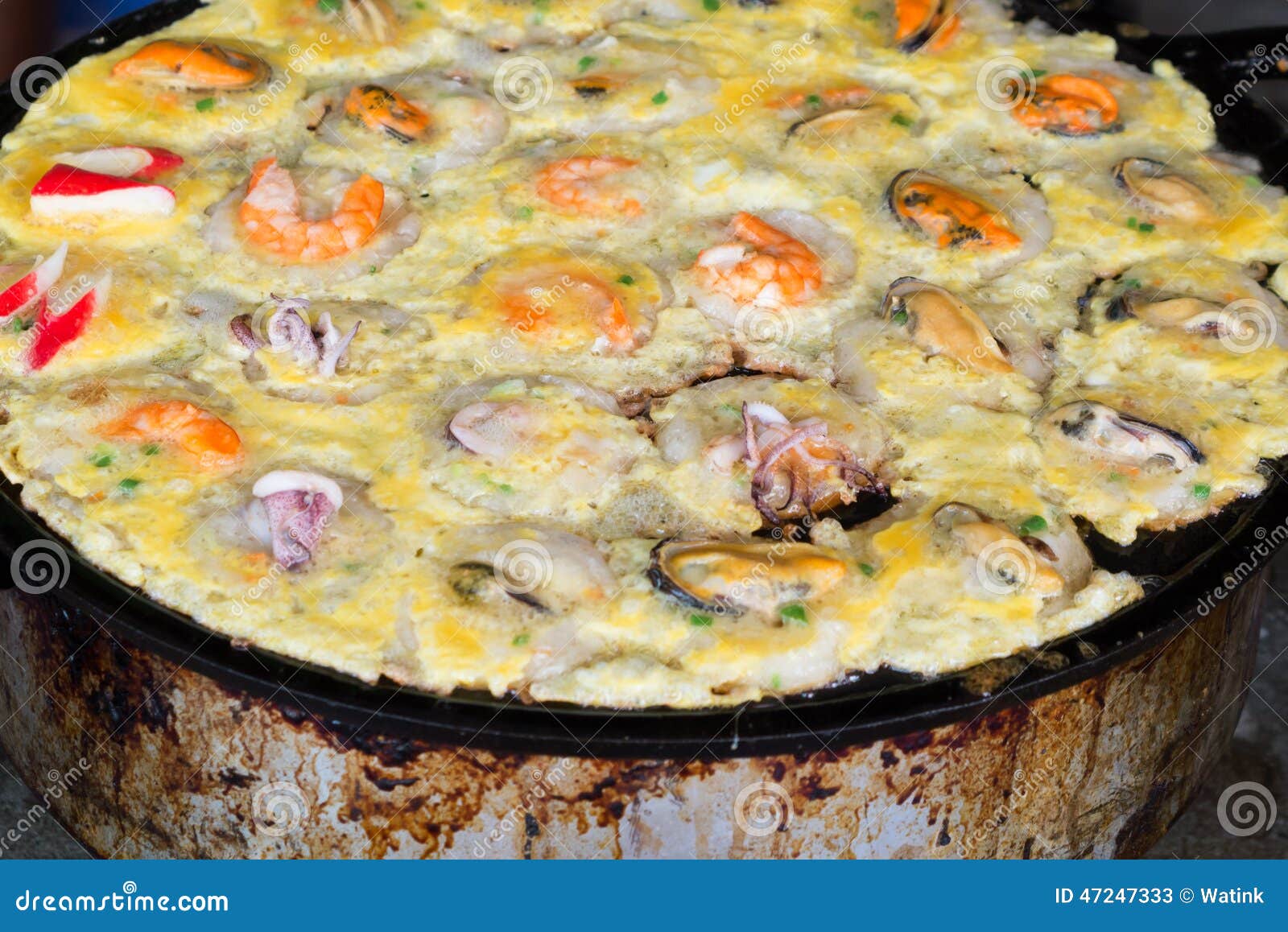 Fire Eggs with Seafood Topping Stock Image - Image of chili, sauce ...