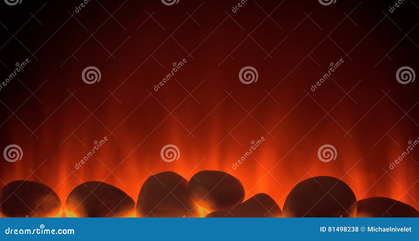 Fire Electric Fireplace with Pebbles Stock Photo - Image of flame ...