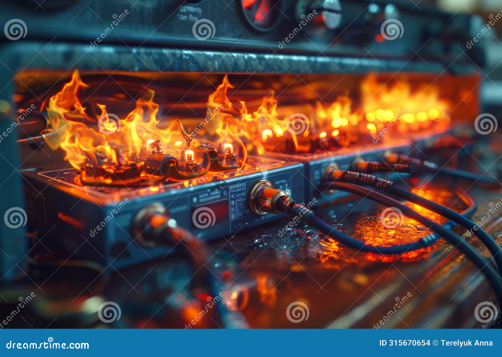 Fire and Electrical Wires in Control Panel Stock Photo - Image of ...
