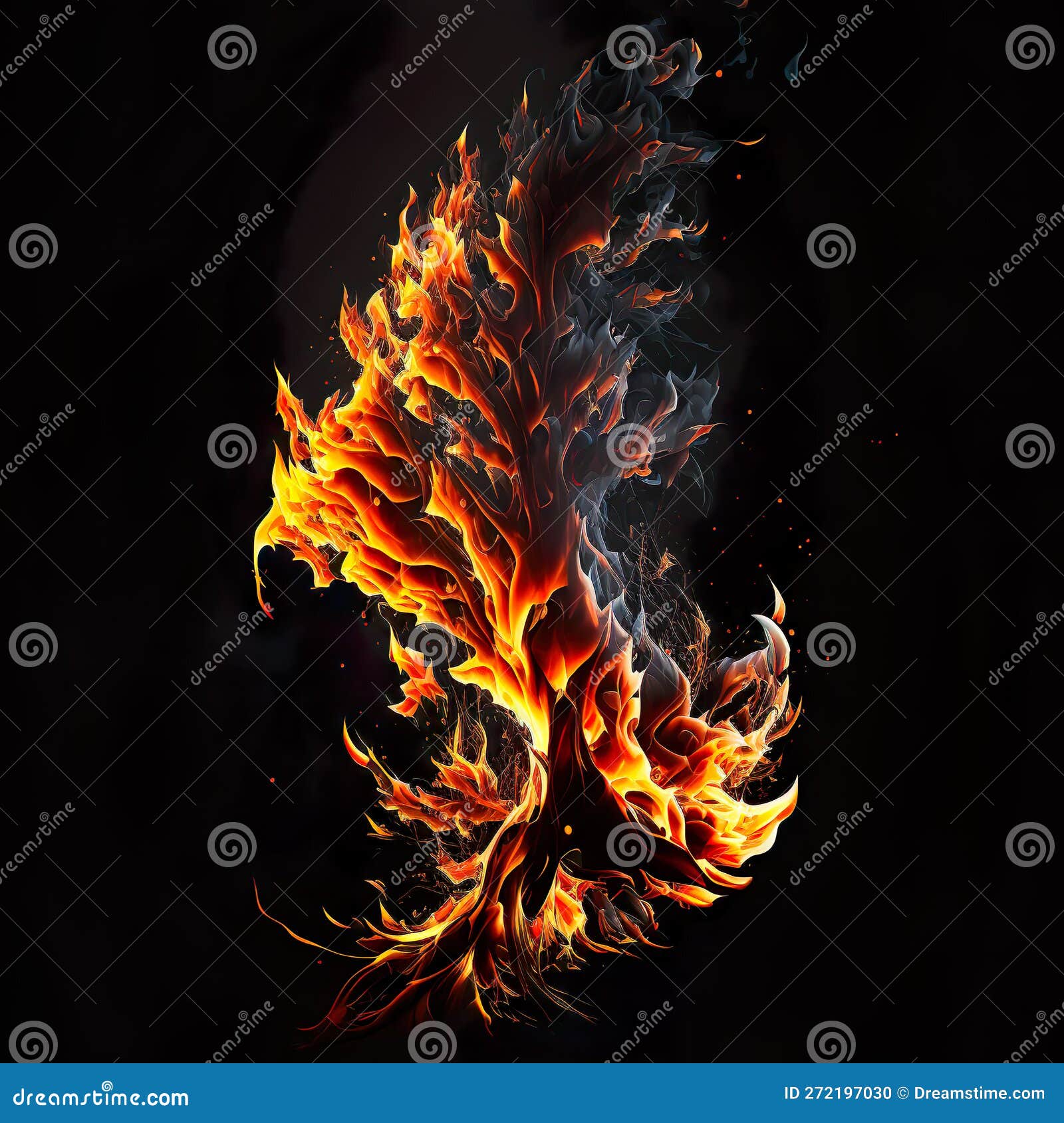 Fire Element on Black Background Stock Illustration - Illustration of ...