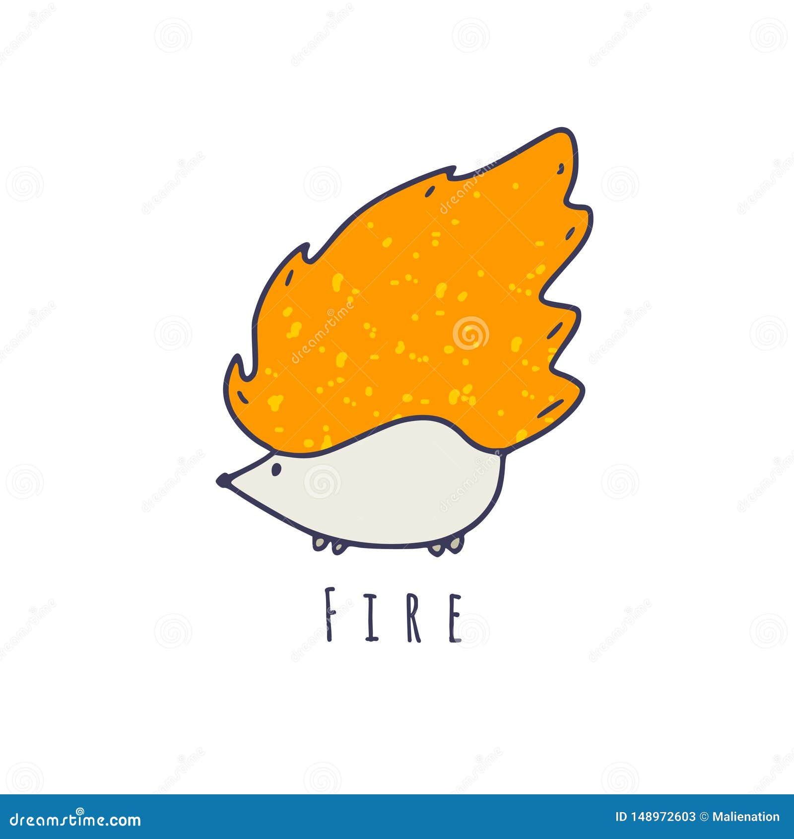 Fire Element Character. Isolated on White. Childish Print with Cute ...