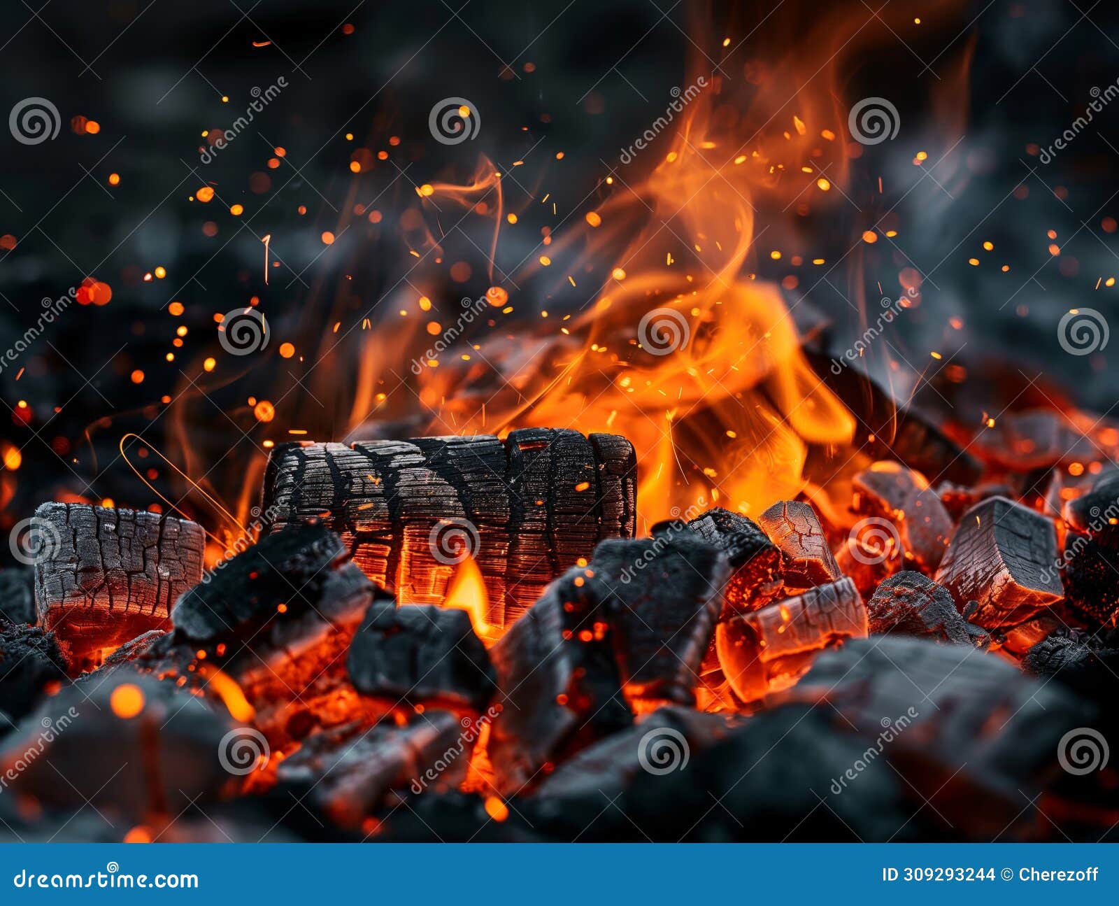 Fire, Embers and Flying Sparks Stock Photo - Image of sparkle, embers ...