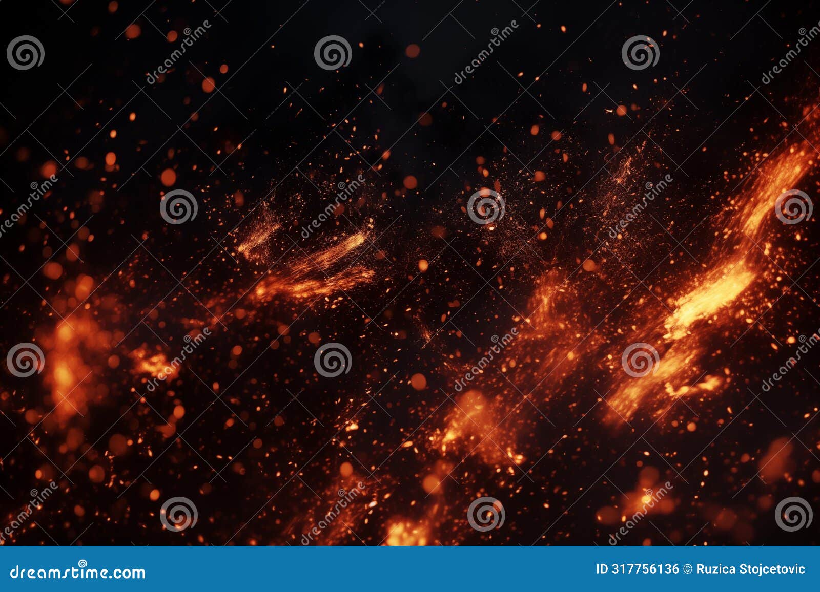 Fire Embers Particles Over Black Background Ai Photo Stock Illustration ...
