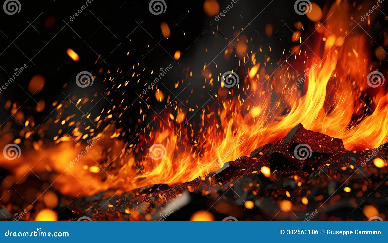 Fire Embers Particles Over Black Background Stock Illustration ...