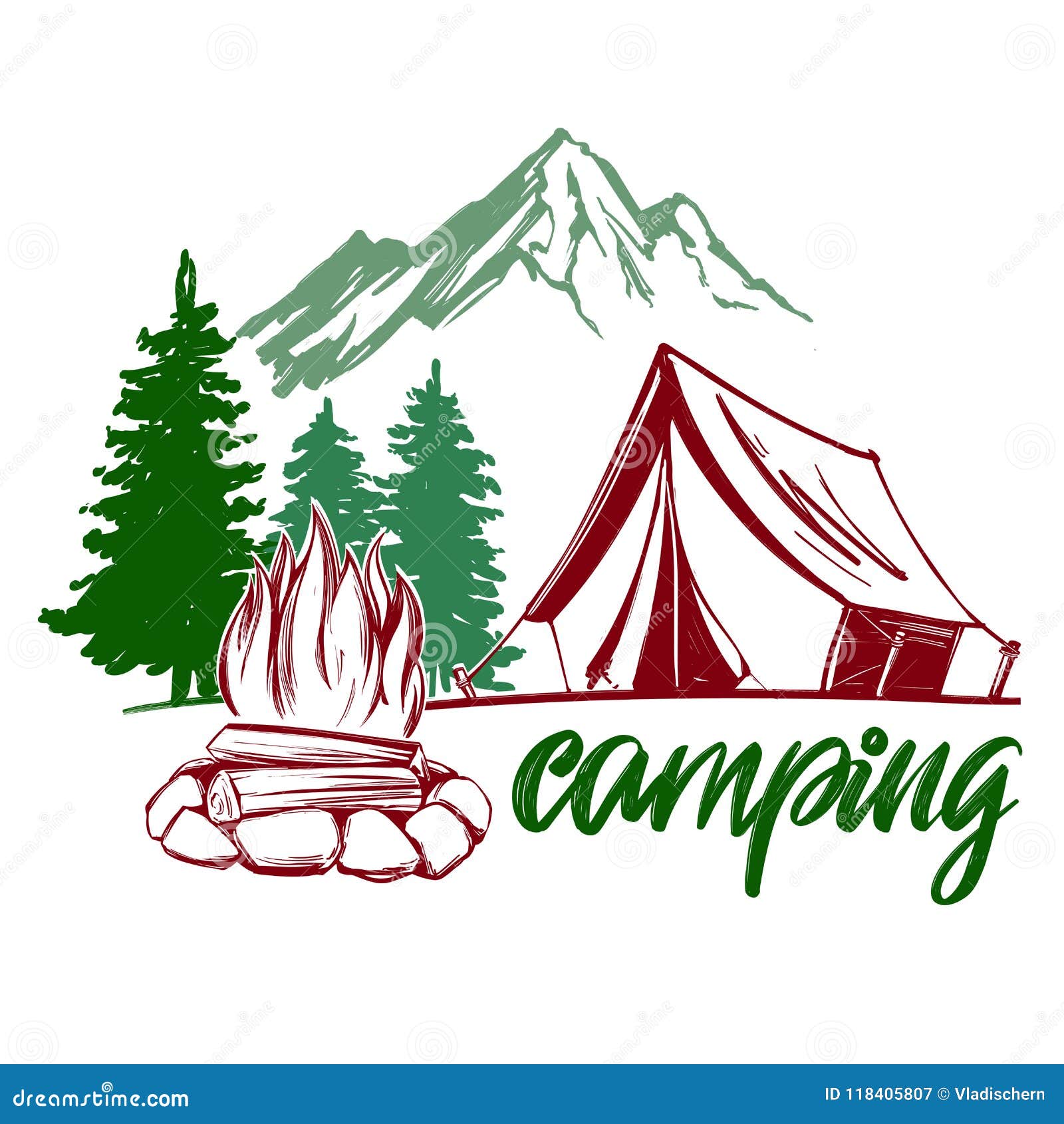 Forest Camping Logo Emblem Outdoor Adventure Leisure Vector ...