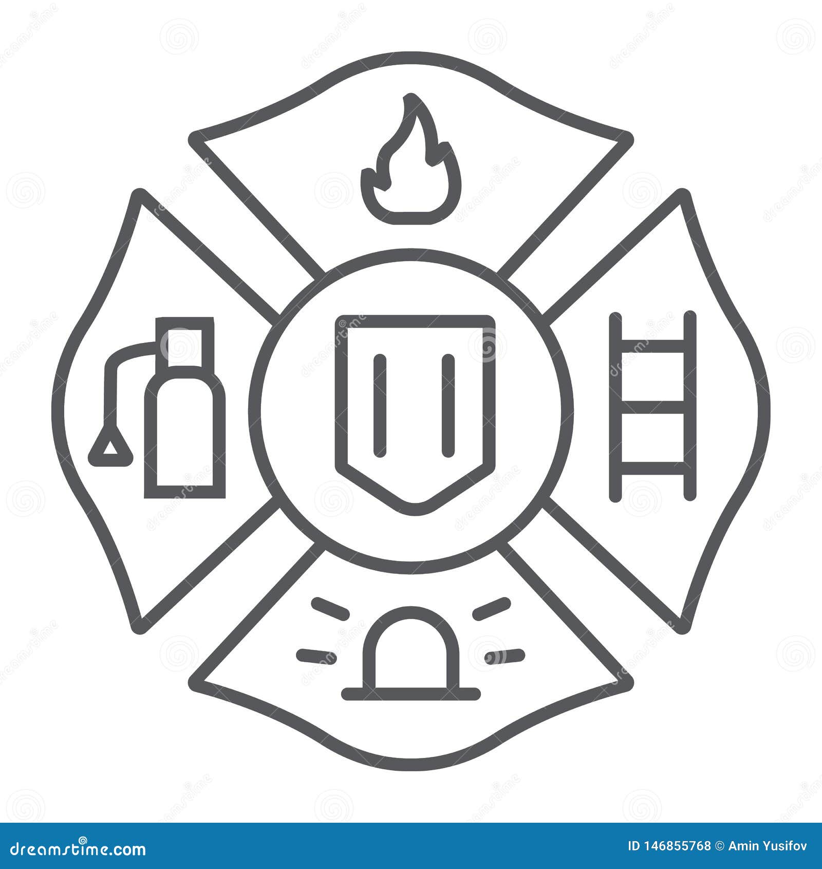 Fire Emblem Thin Line Icon, Symbol And Firefighter, Fire Badge Sign ...