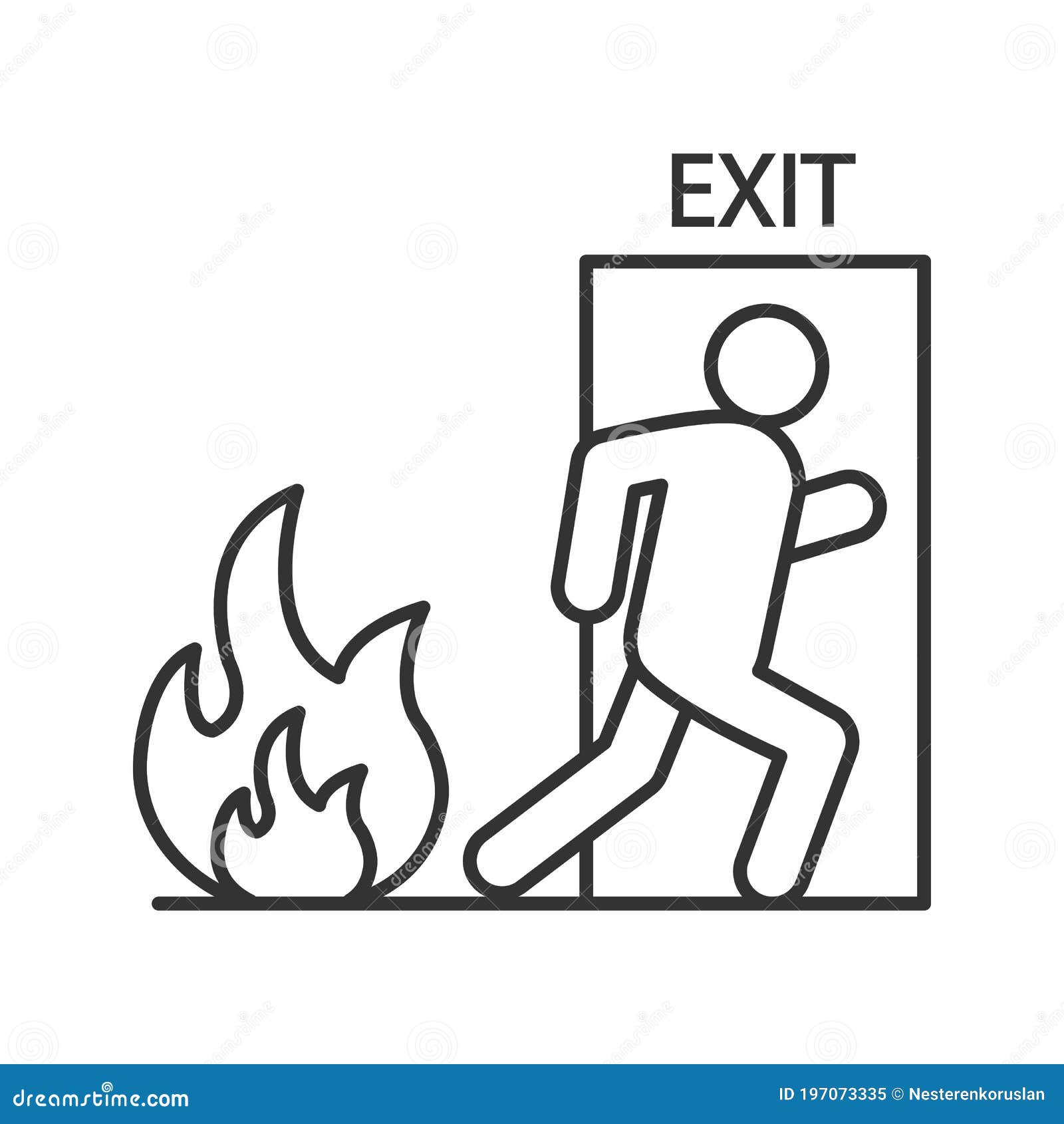Fire Emergency Exit Door with Human Linear Icon Stock Vector ...