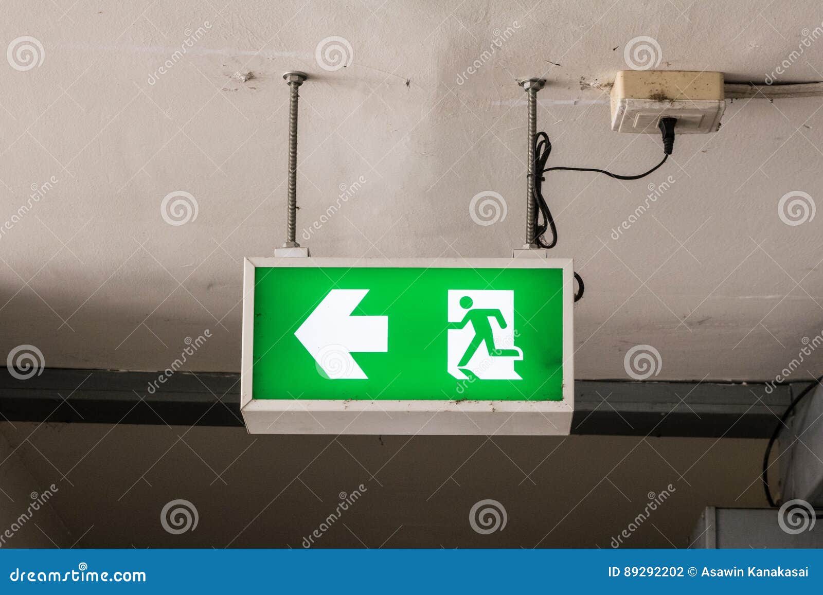 Fire emergency exit sign stock photo. Image of interior - 89292202