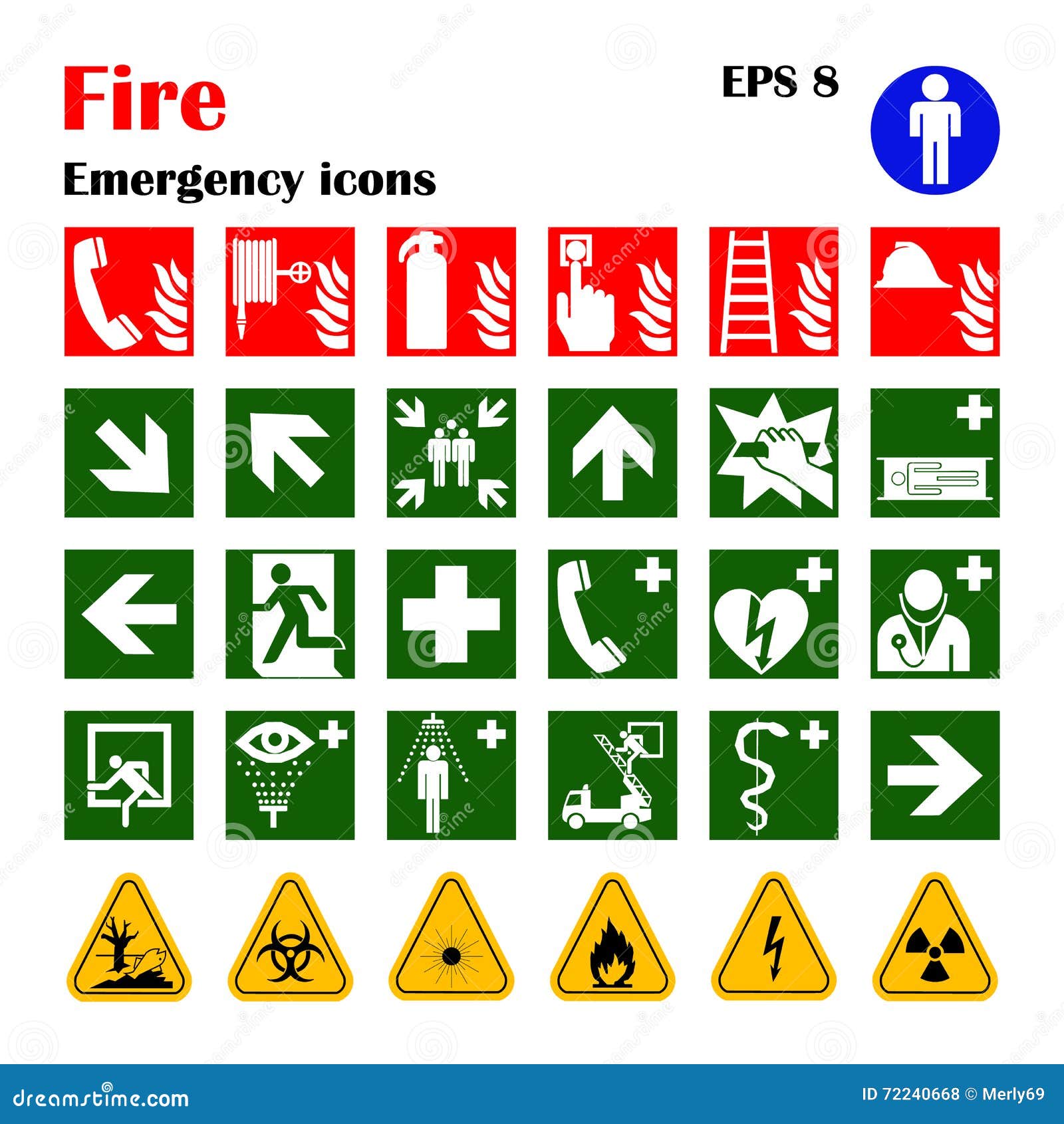 Fire Emergency Icons. Vector Illustration. Stock Vector - Illustration ...
