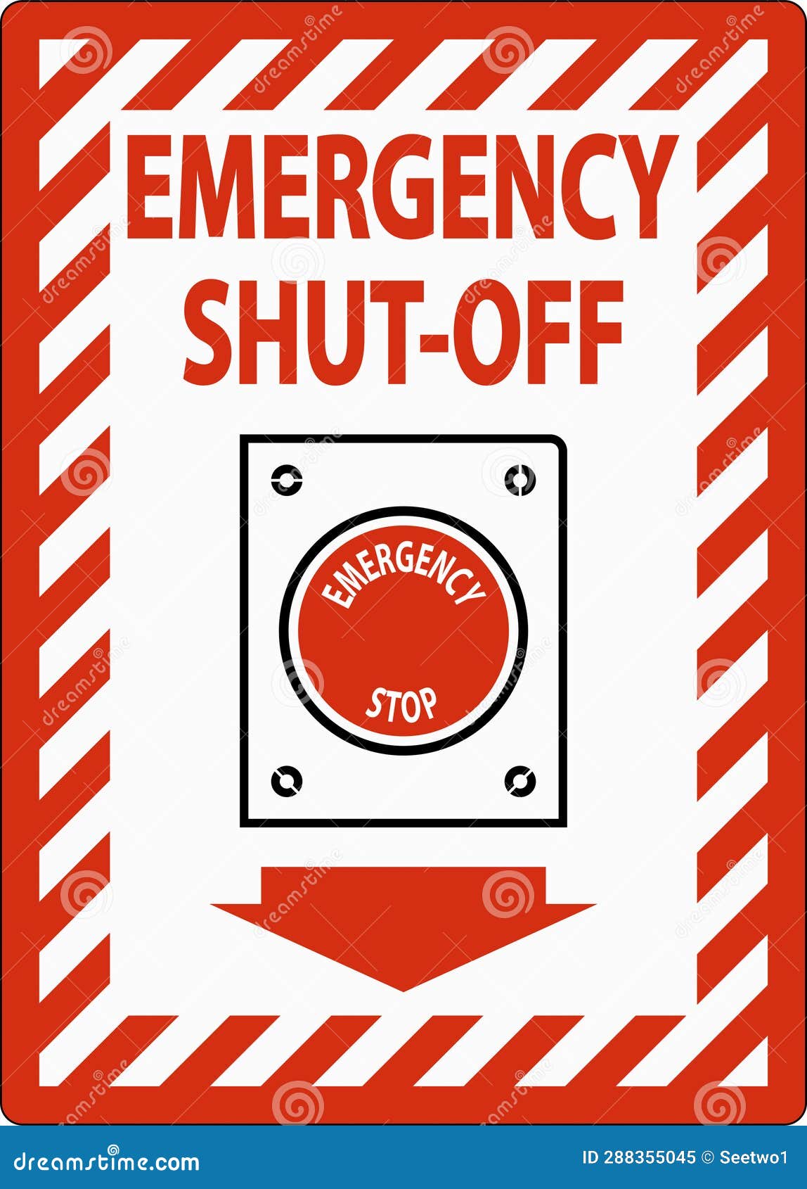 Fire and Emergency Sign Emergency Shut-off Stock Vector - Illustration ...