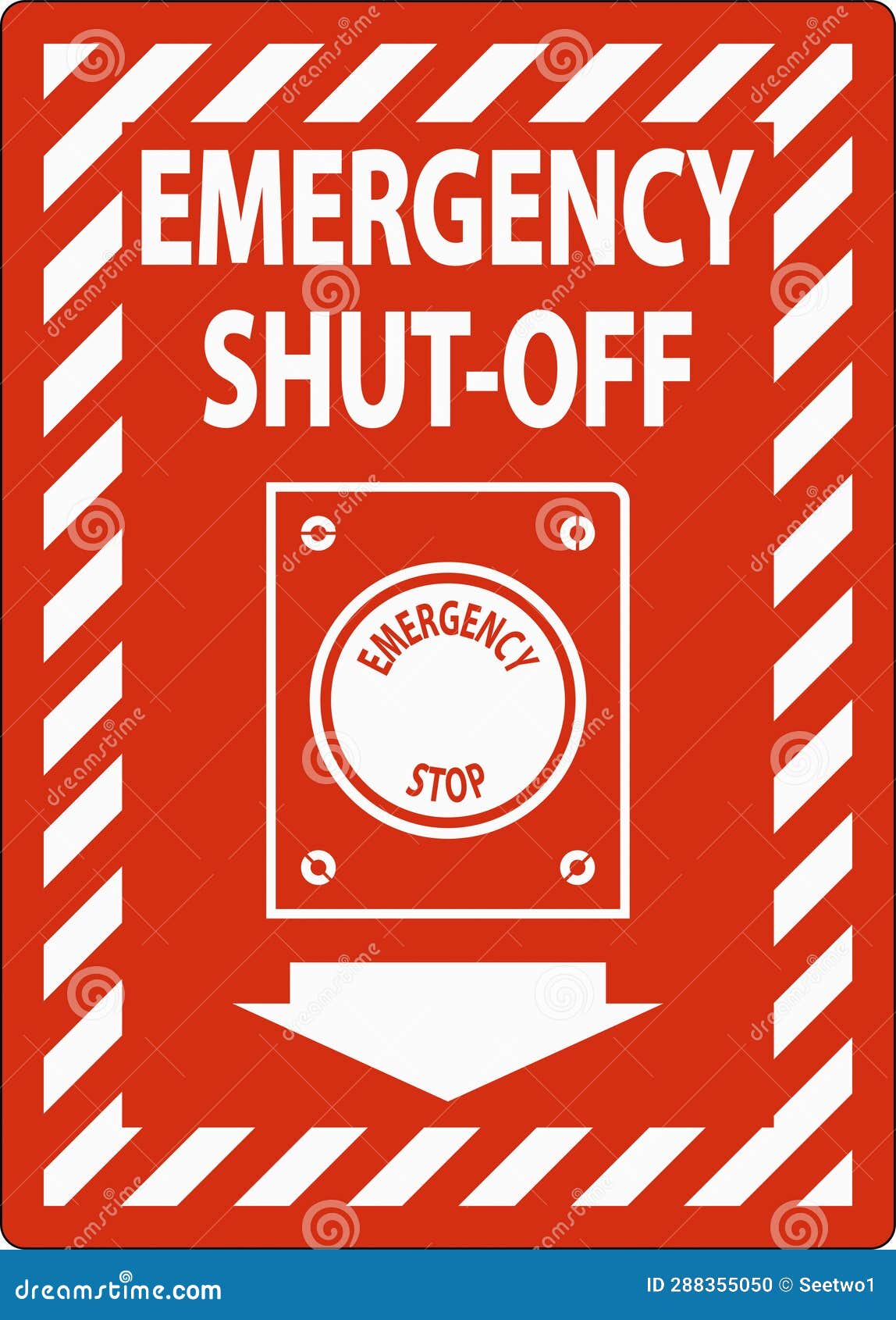 Fire and Emergency Sign Emergency Shut-off Stock Vector - Illustration ...