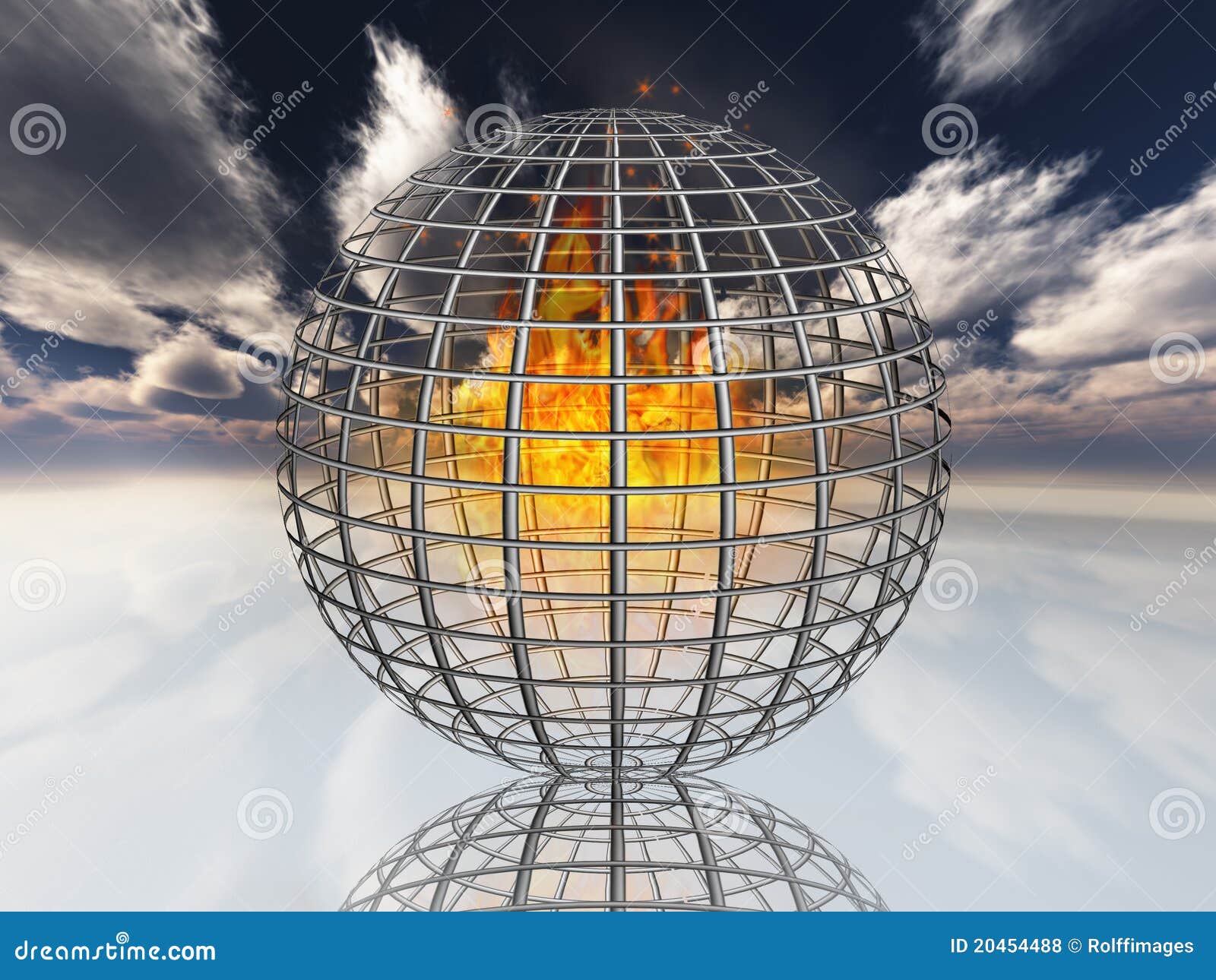 Fire enclosed in cage stock illustration. Illustration of prevent ...