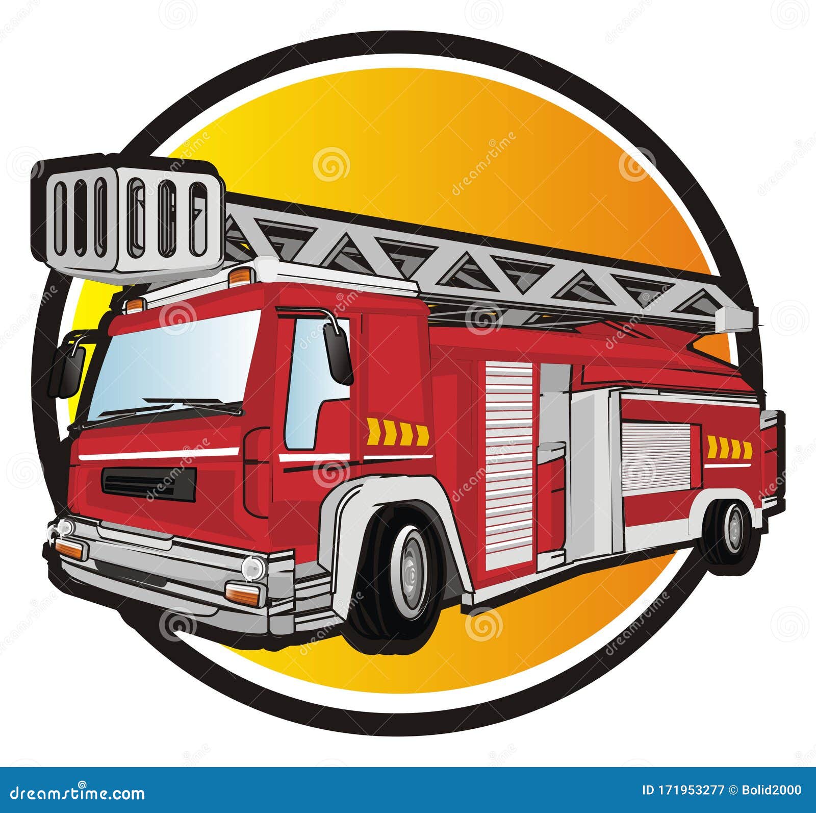 Fire engine on banner stock illustration. Illustration of isolated ...