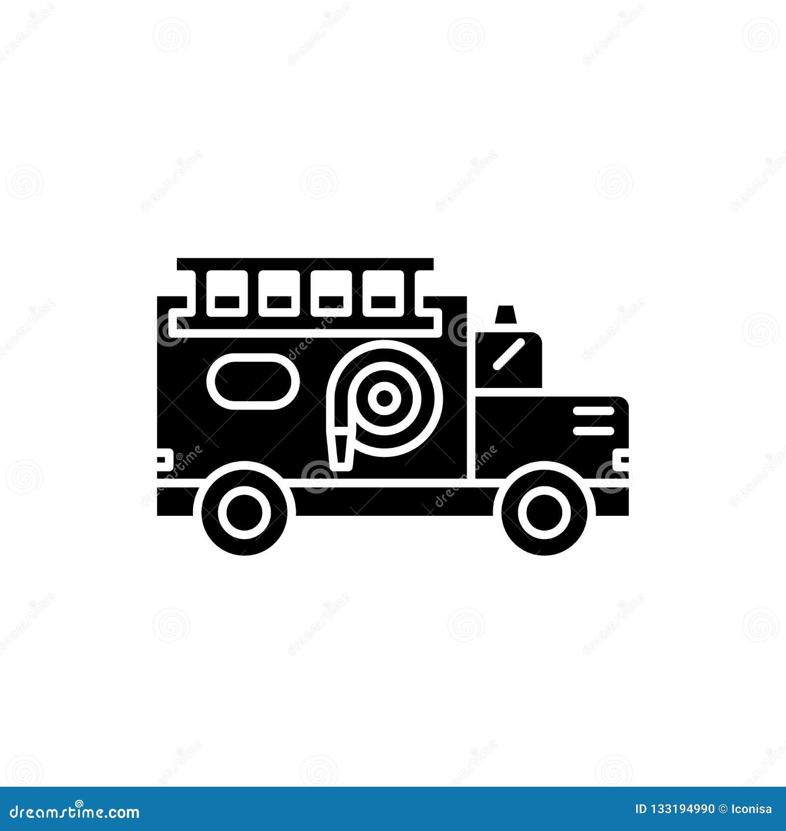 Fire Engine Black Icon, Vector Sign on Isolated Background. Fire Engine ...