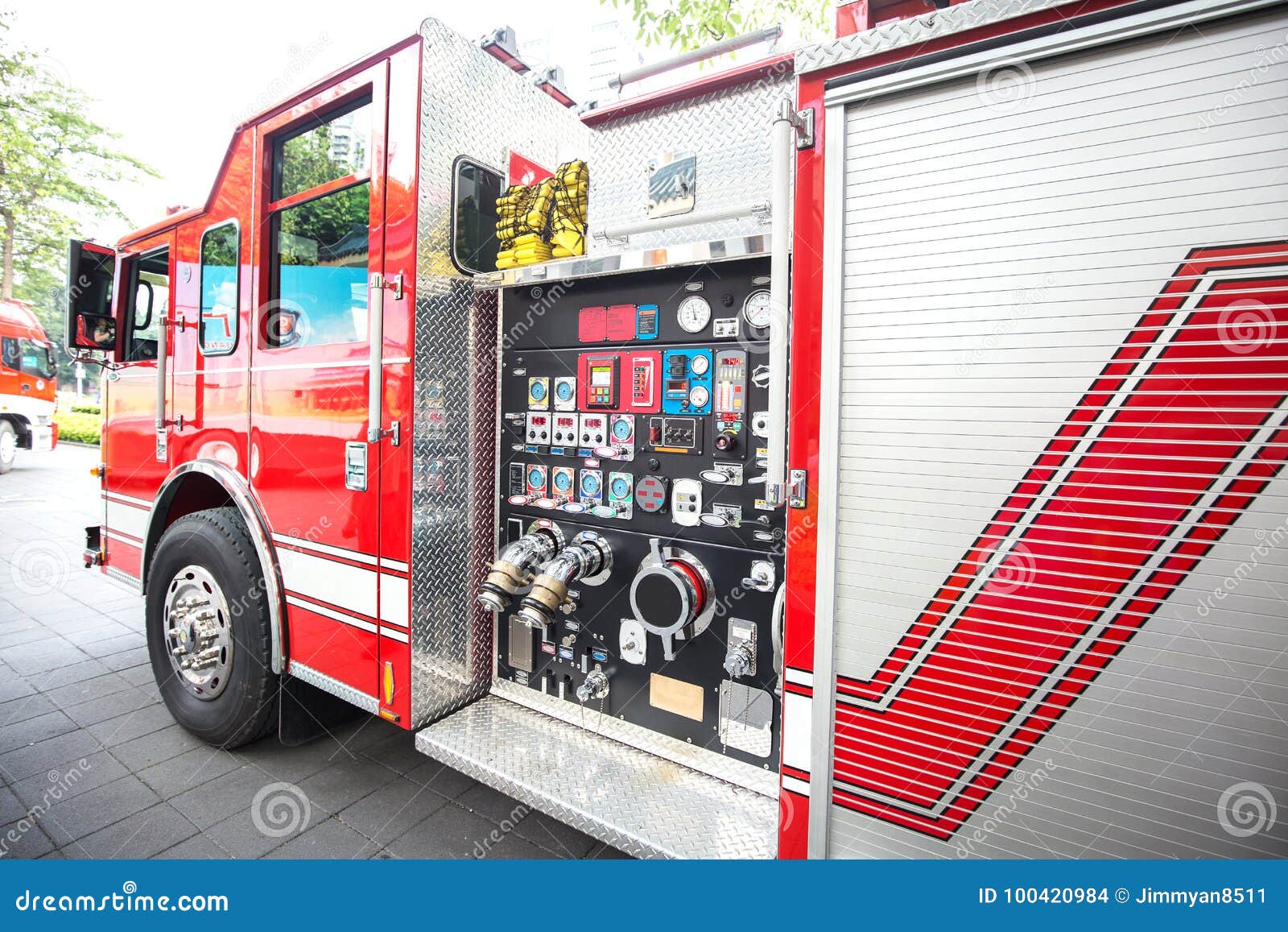 Fire engine detail stock photo. Image of fire, object - 100420984