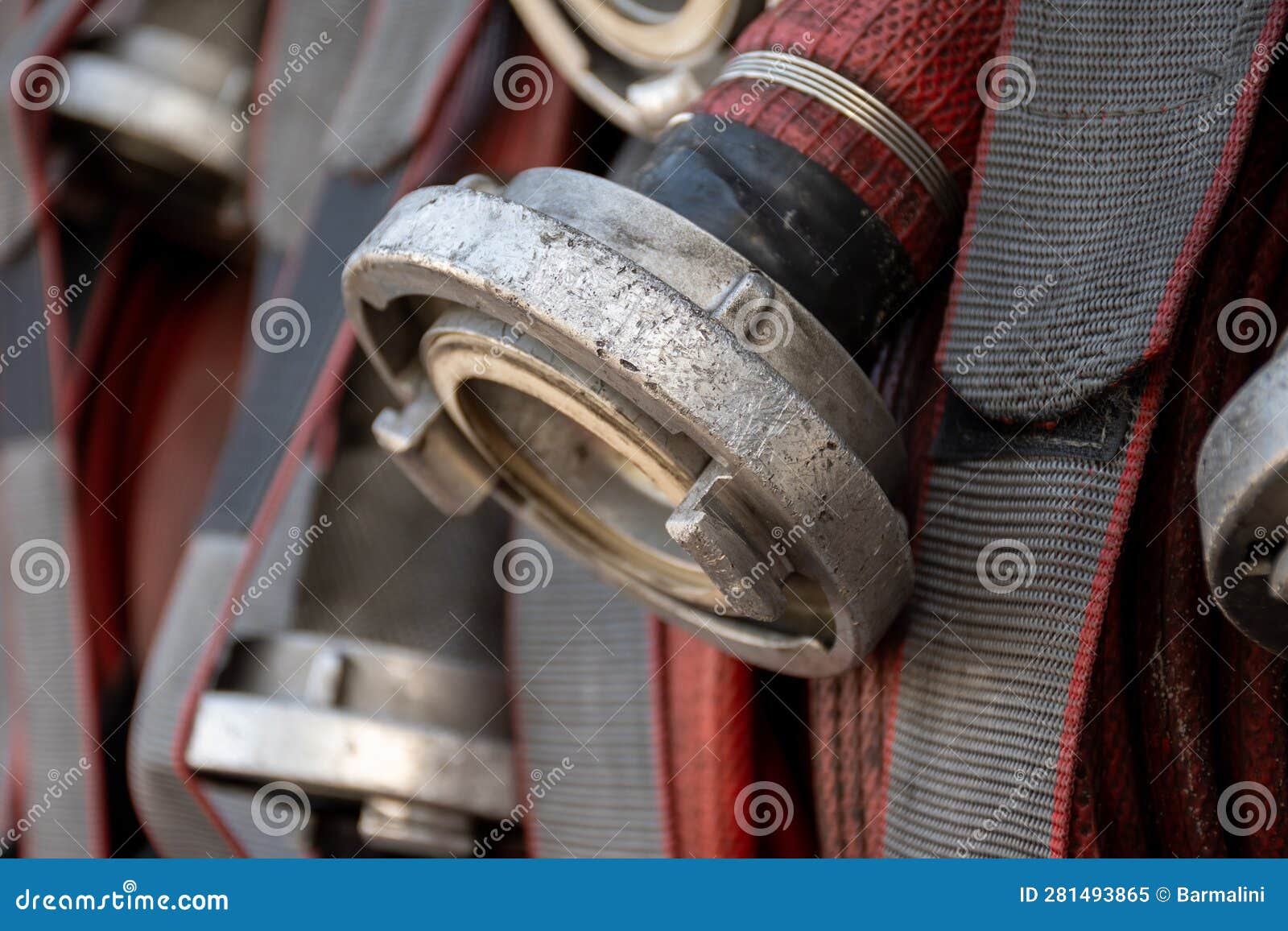 Fire Engine Equipment from the Inside - Fire Hose Hoses Ready for Use ...
