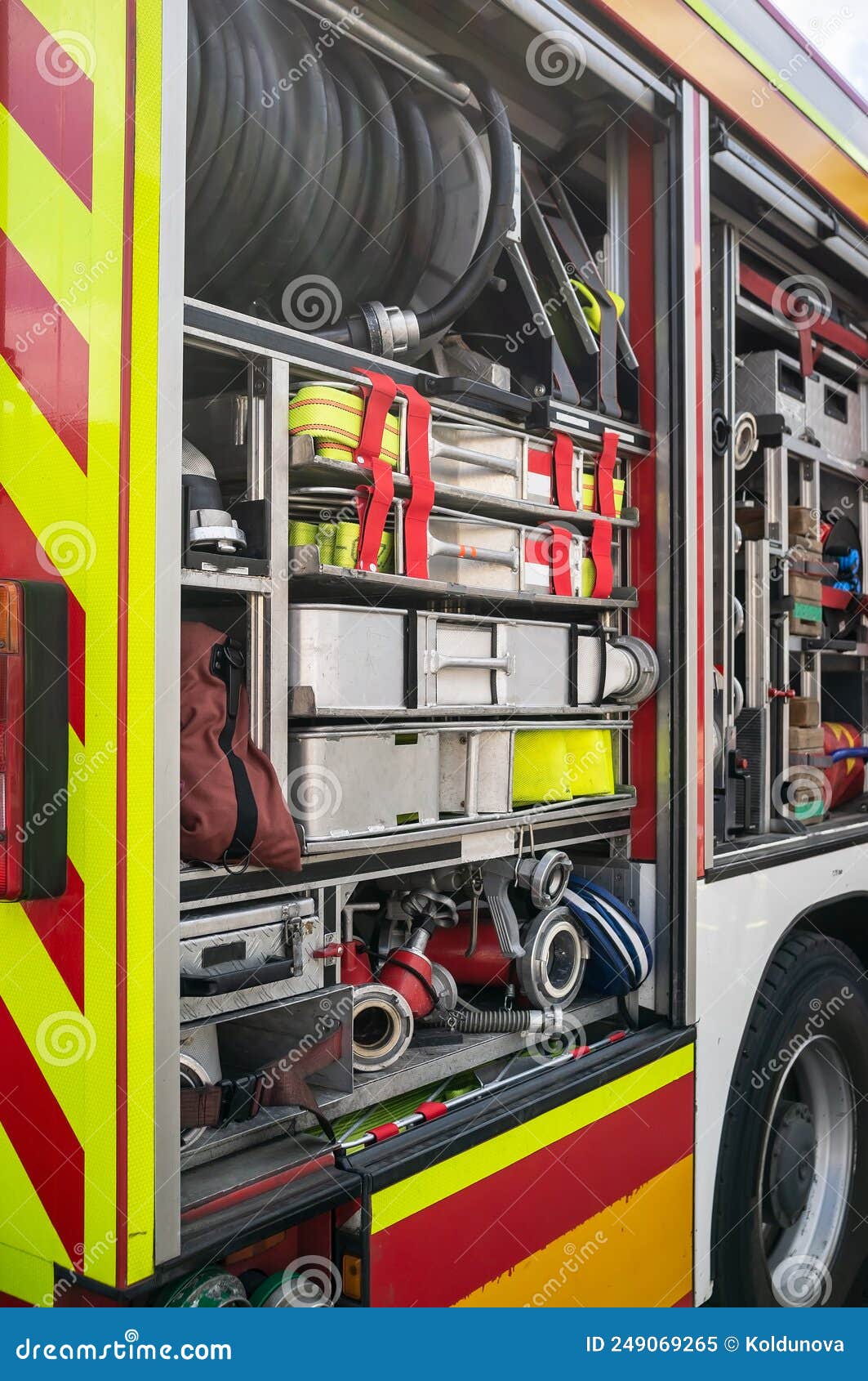 Fire Engine with Equipment Necessary for a Rescue Operation. Stock ...