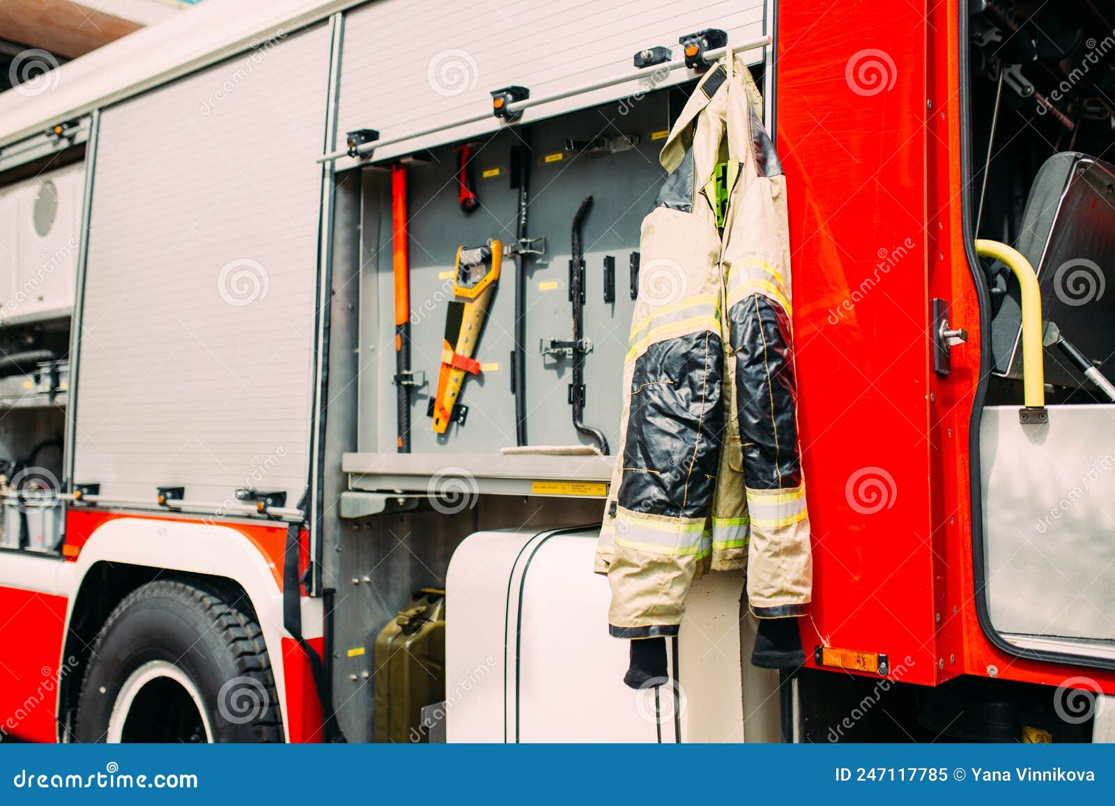 Fire Engine with Equipment Stay in the Fire Department and Ready for ...