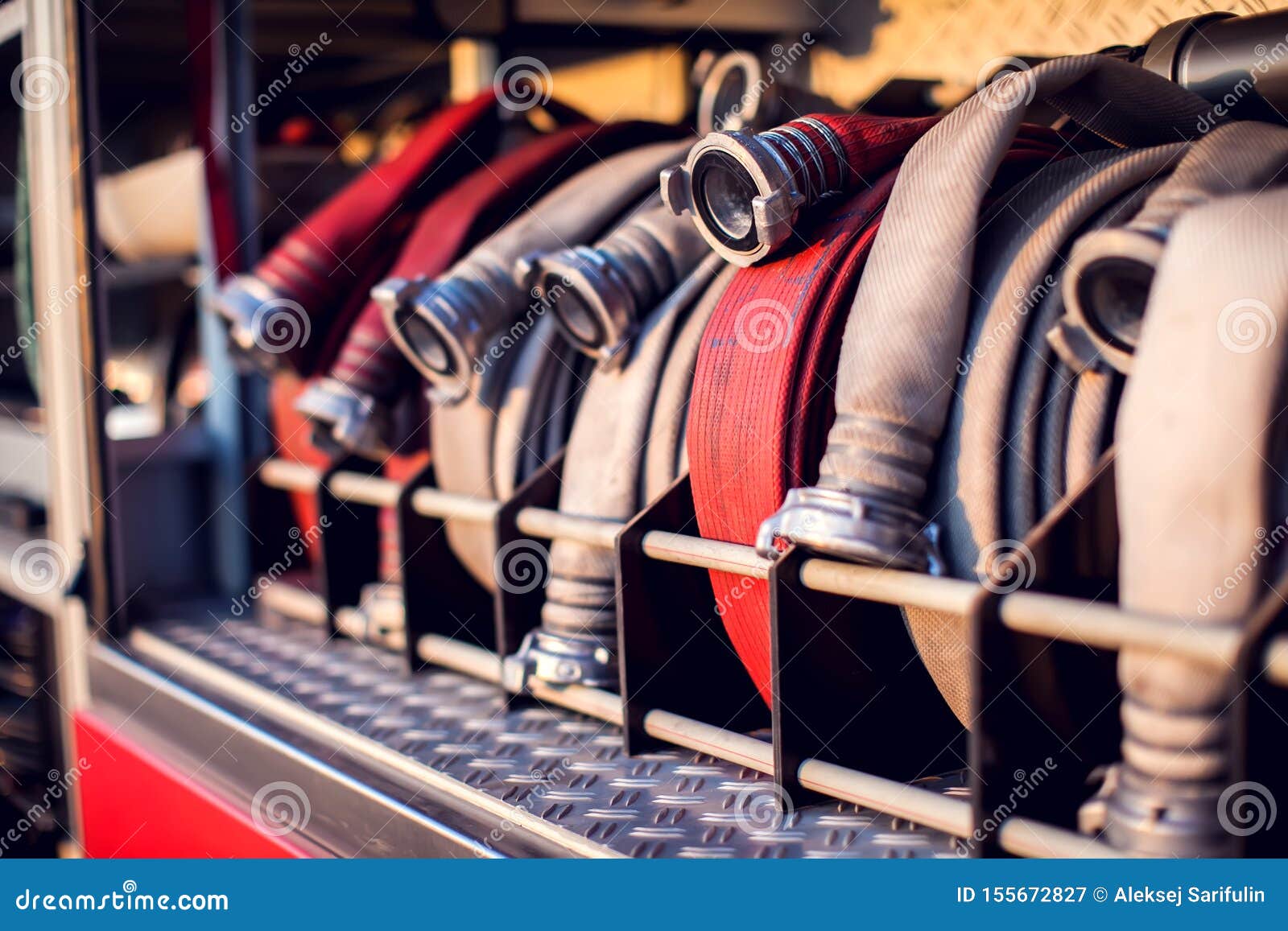 Fire Engine with Equipment in the Fire Department and Ready for ...