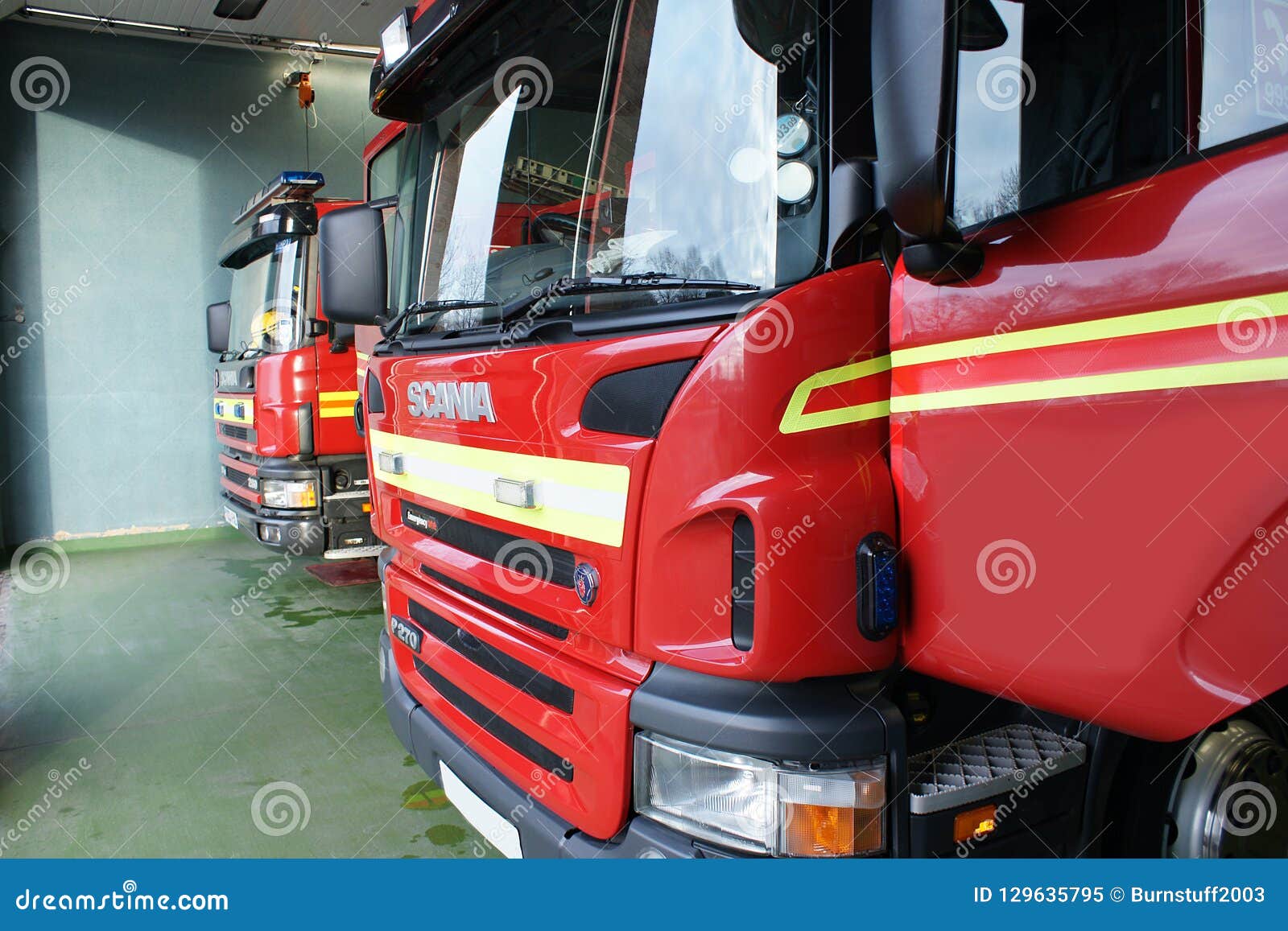 Fire Engine in Fire Station Editorial Image - Image of light, truck ...