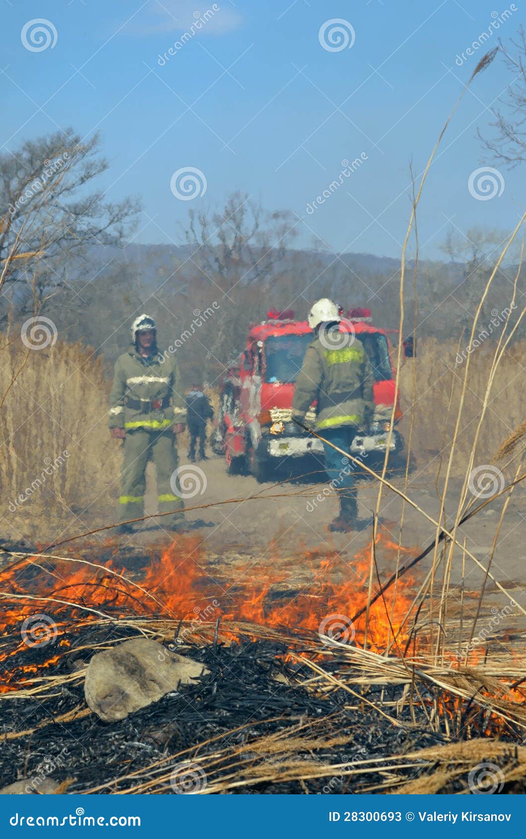 Fire-engine and firemen 1 stock image. Image of blaze - 28300693