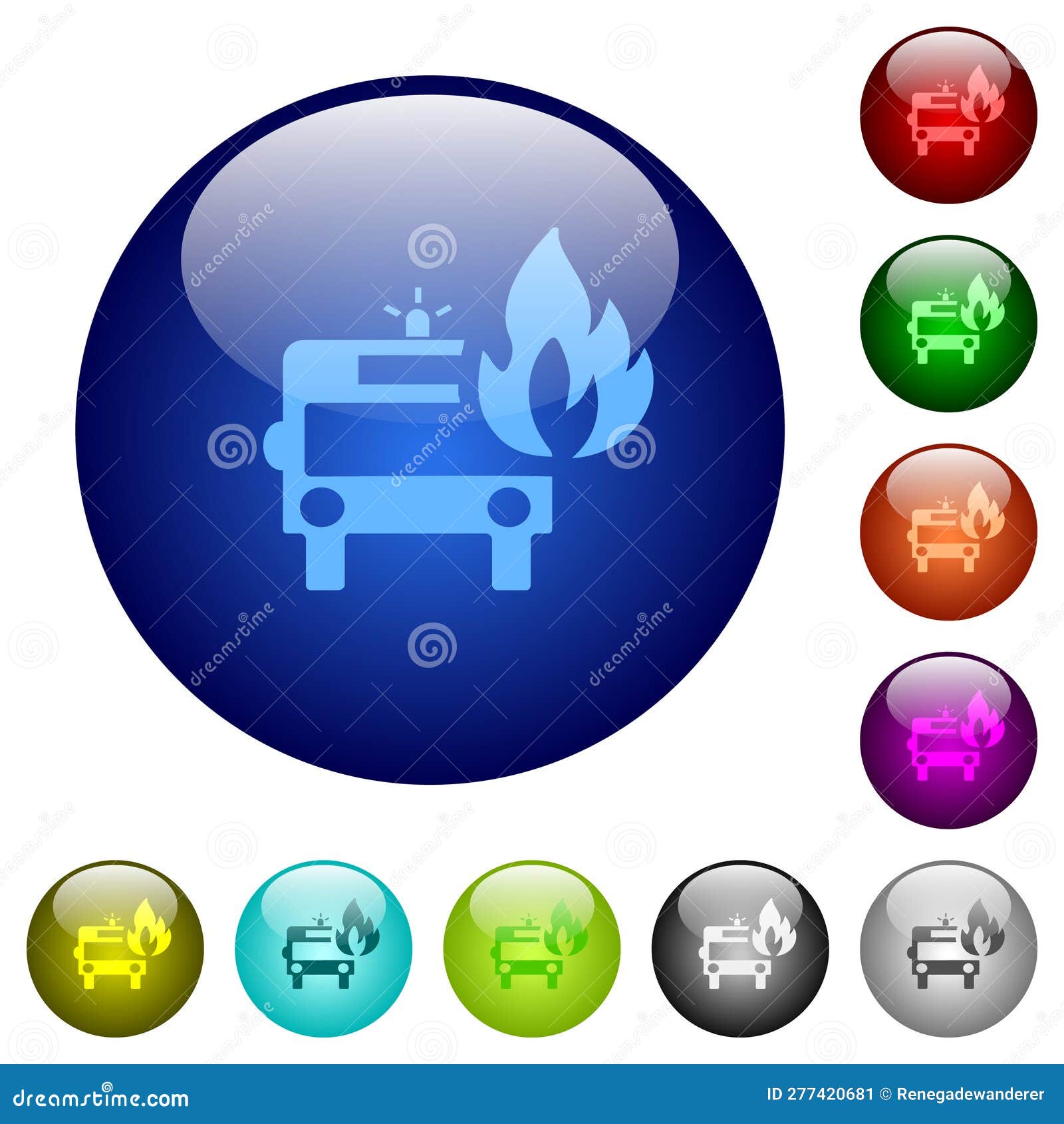 Fire Engine with Flame Color Glass Buttons Stock Vector - Illustration ...