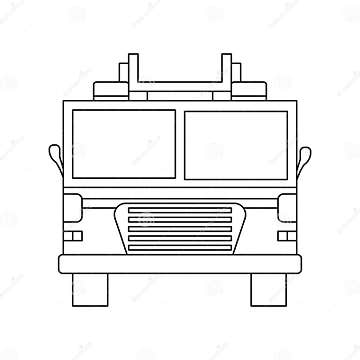 Fire Engine Front View Outline Isolated on White Background. Coloring ...