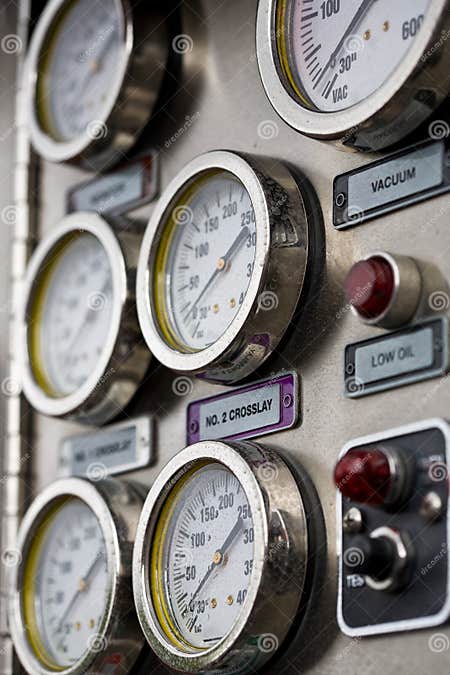 Fire engine gauges stock photo. Image of chrome, dial - 6615794