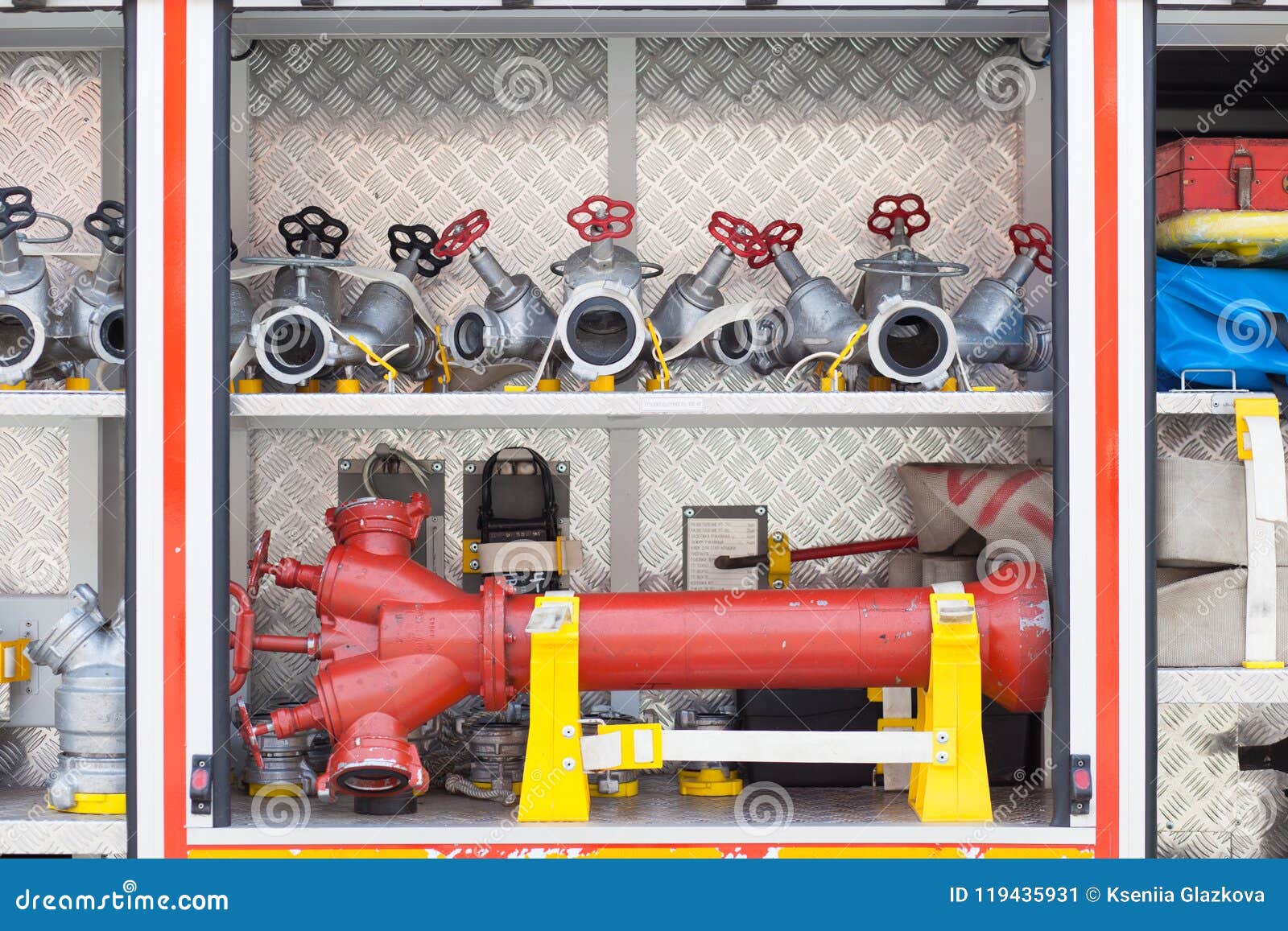 Fire Engine. Hoses and Objects Editorial Photo - Image of fire, blue ...