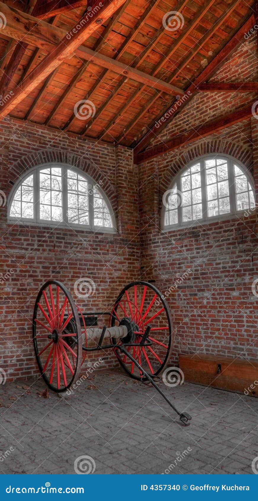 Fire Engine House and Firehose Wagon Stock Photo - Image of high ...