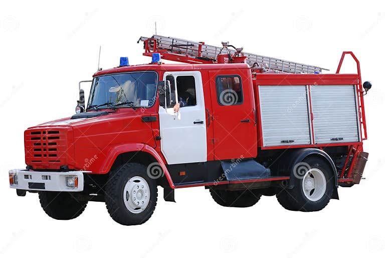 Fire-engine Isolated on White Stock Image - Image of large, front: 14989357
