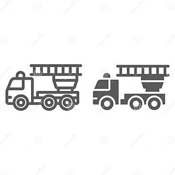 Fire Engine Line and Glyph Icon, Emergency and Fire, Firetruck Sign ...