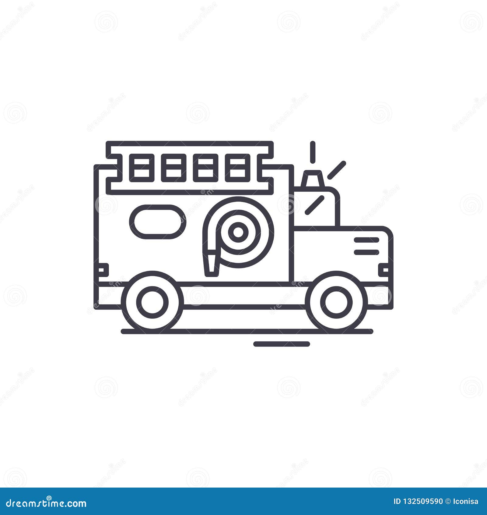 Fire Engine Line Icon Concept. Fire Engine Vector Linear Illustration ...