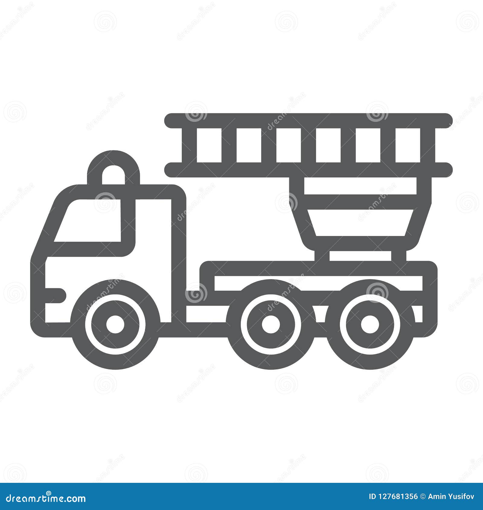 Fire Engine Line Icon, Emergency and Fire, Firetruck Sign, Vector ...