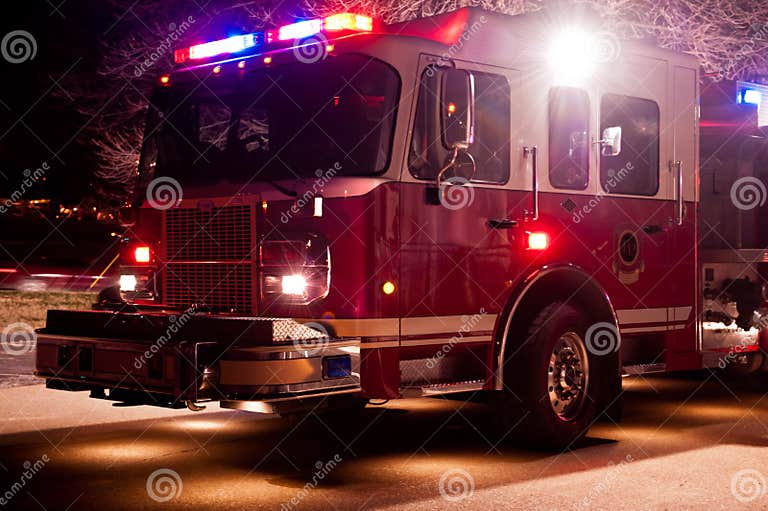 Fire Engine at Night-time Emergency Stock Image - Image of health ...