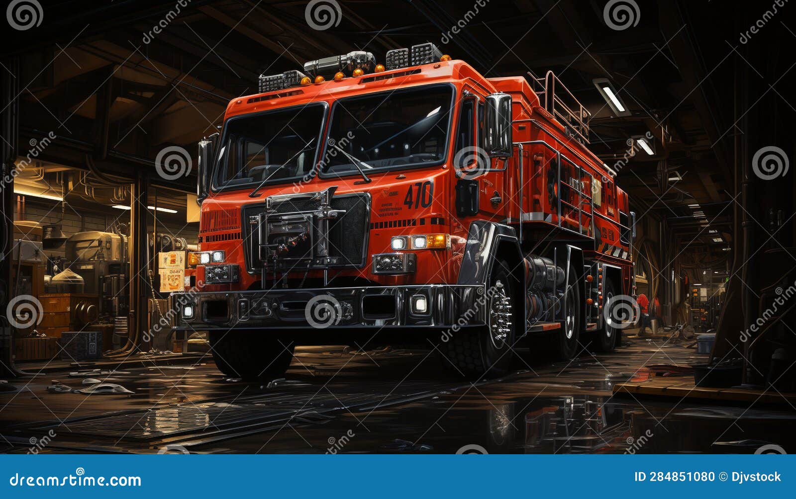 Fire Engine Speeds To Rescue, Flames Flicker, Sirens Blare Urgently ...