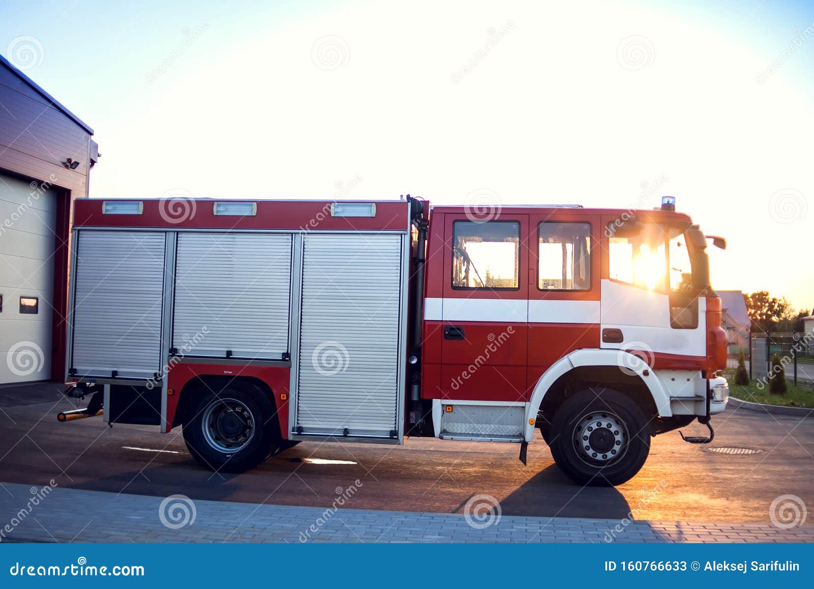 Fire Engine Stay in the Fire Department and Ready for Challenge Stock ...