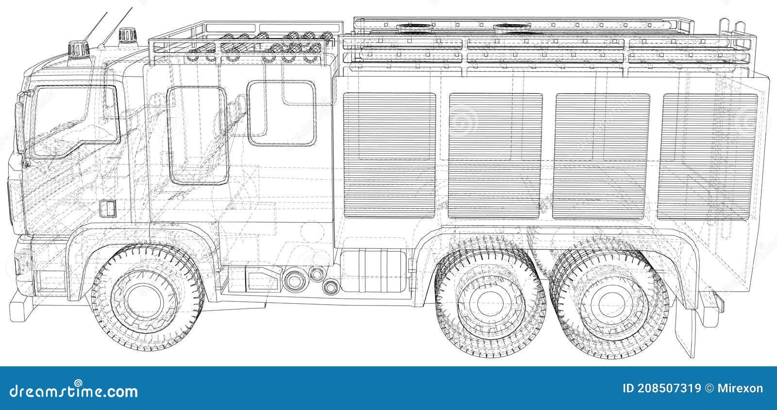 Fire Engine. Fire Truck. Wire-frame. the Layers of Visible and ...