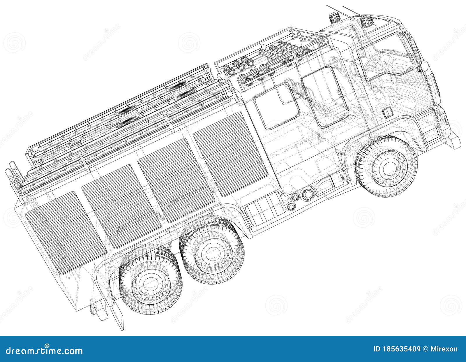 Fire Engine Vector. Fire Truck. Wire-frame. the Layers of Visible and ...