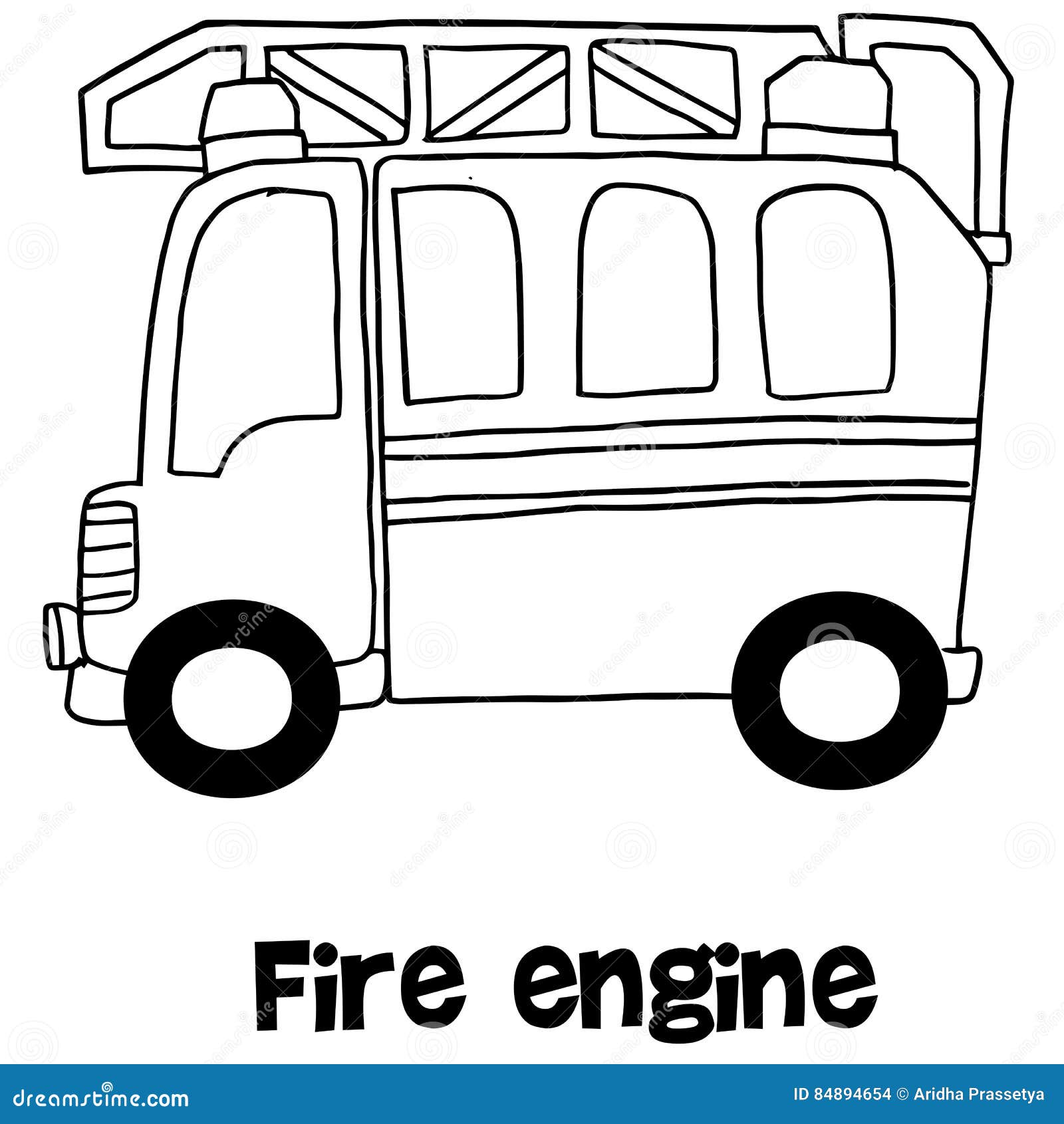 Fire Engine Vector with Hand Draw Stock Vector - Illustration of ...