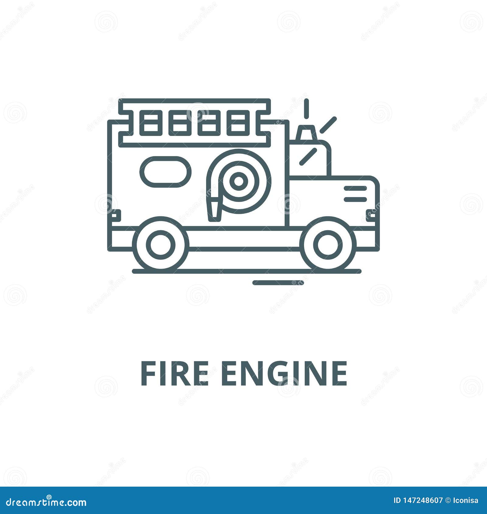 Fire Engine Vector Line Icon, Linear Concept, Outline Sign, Symbol ...