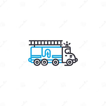 Fire Engine Vector Thin Line Stroke Icon. Fire Engine Outline ...