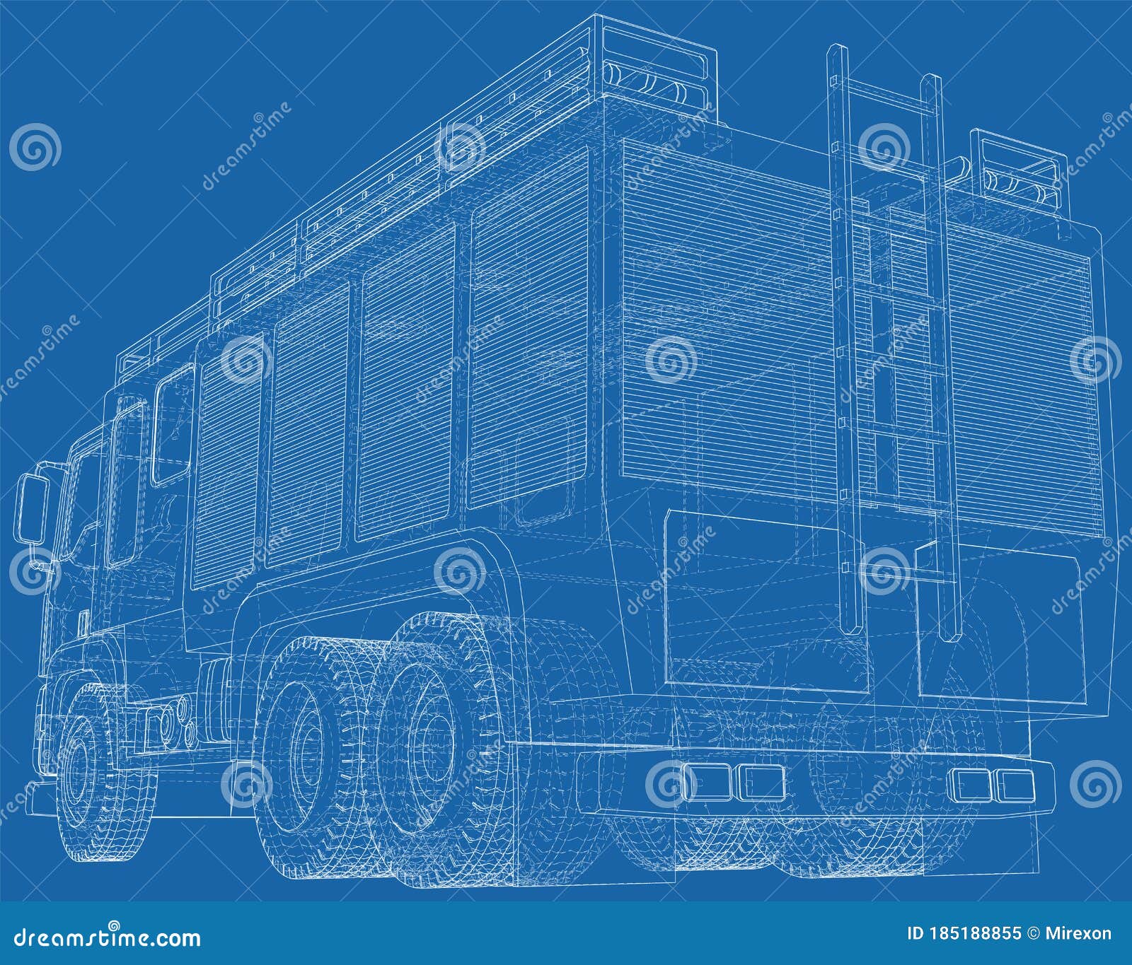 Fire Engine Vector. Fire Truck. Wire-frame. the Layers of Visible and ...