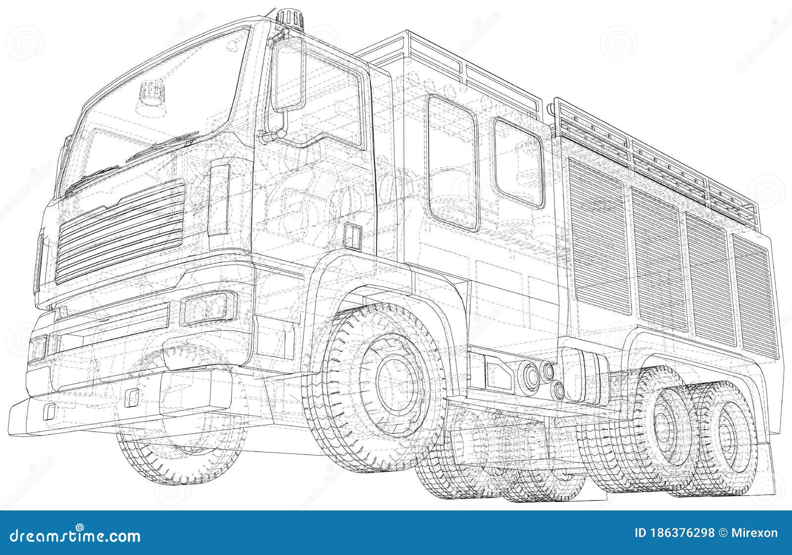 Fire Engine Vector. Fire Truck. Wire-frame. the Layers of Visible and ...