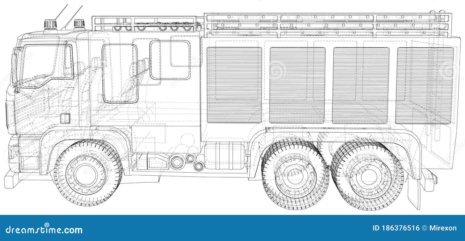 Fire Engine Vector. Fire Truck. Wire-frame. the Layers of Visible and ...