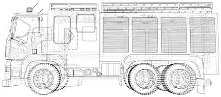 Fire Engine Vector. Fire Truck. Wire-frame. the Layers of Visible and ...