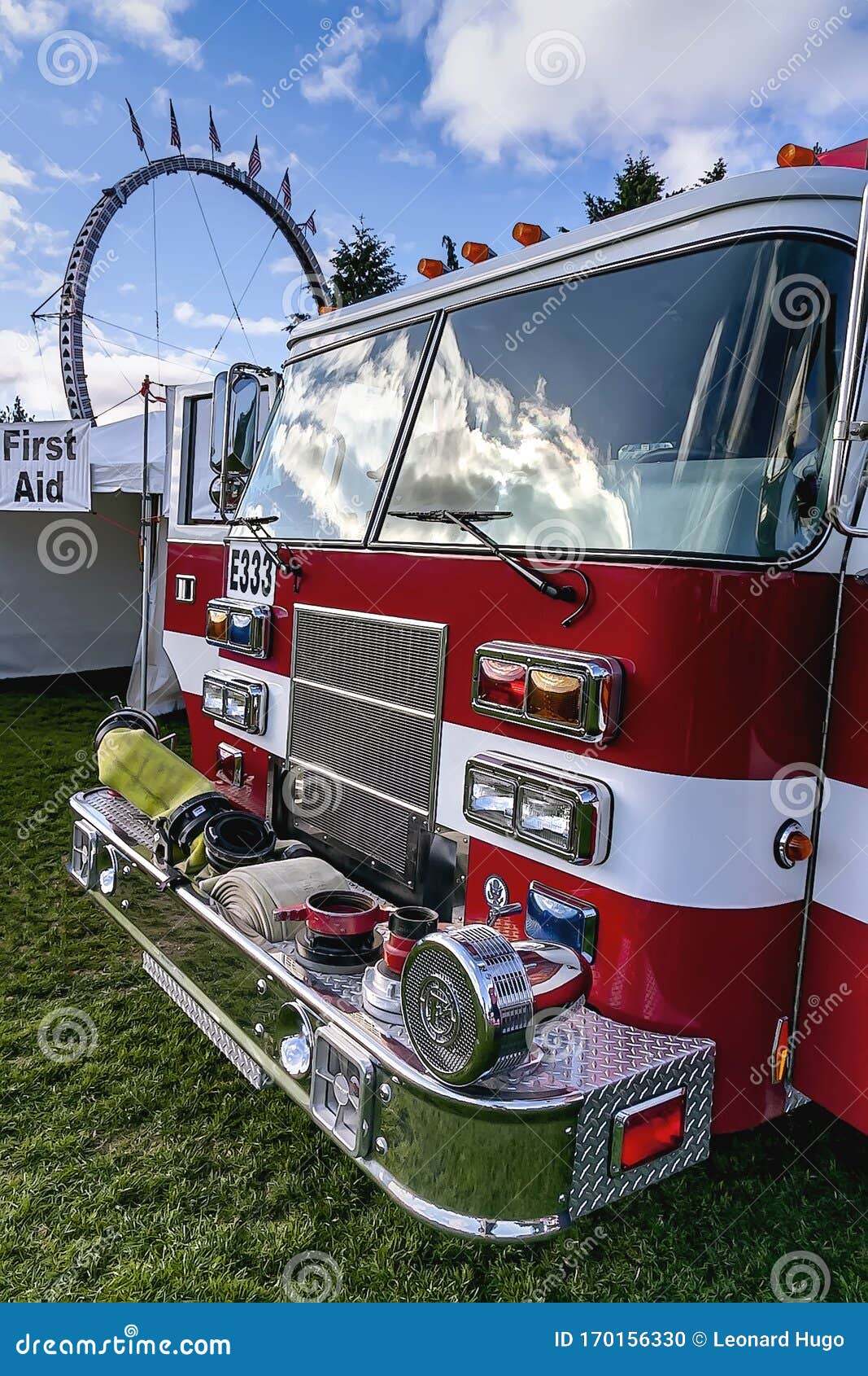 A Beautiful Red Fire Engine on Display at a Local Public Event in ...