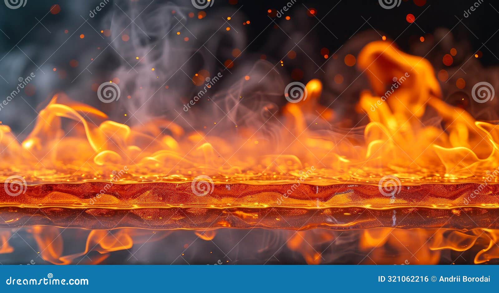 Fire Engulfed Glass Table with Smoke. Stock Illustration - Illustration ...