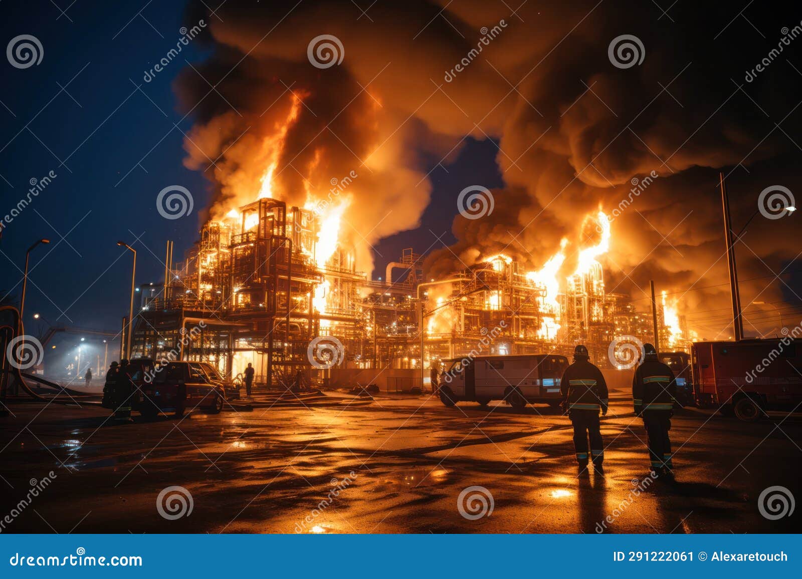 Fire at the Enterprise. Gas Explosion at a Factory Stock Image - Image ...