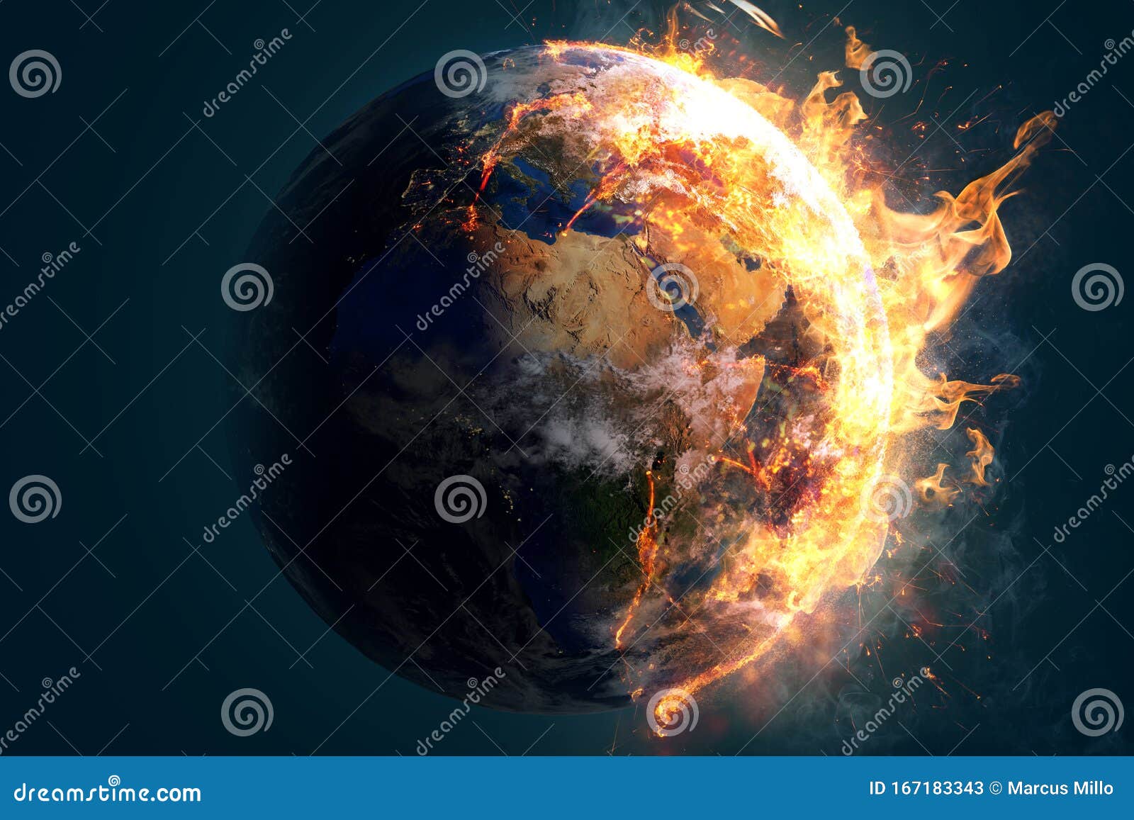 Burning World Flames Fire Environmental Destruction Stock Image - Image ...
